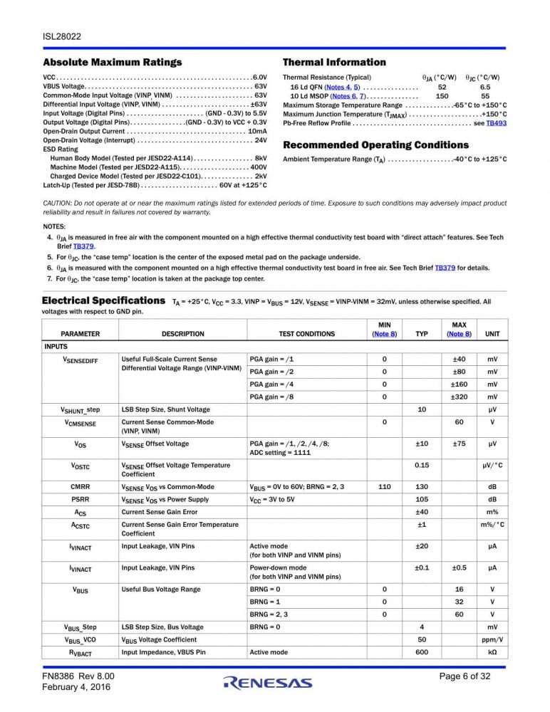 ISL28022 document page 6