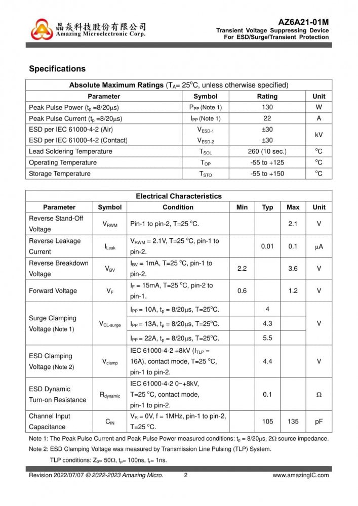 AZ6A21-01M datasheet page 2