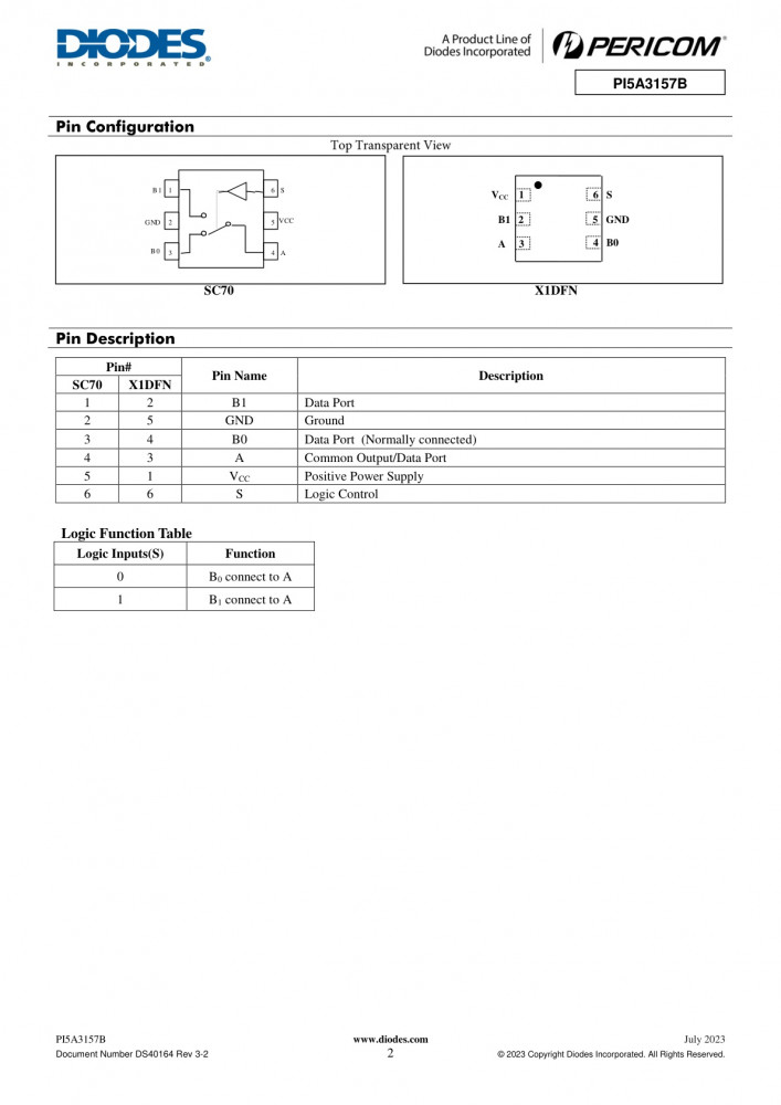 PI5A3157BC6EX datasheet page 2