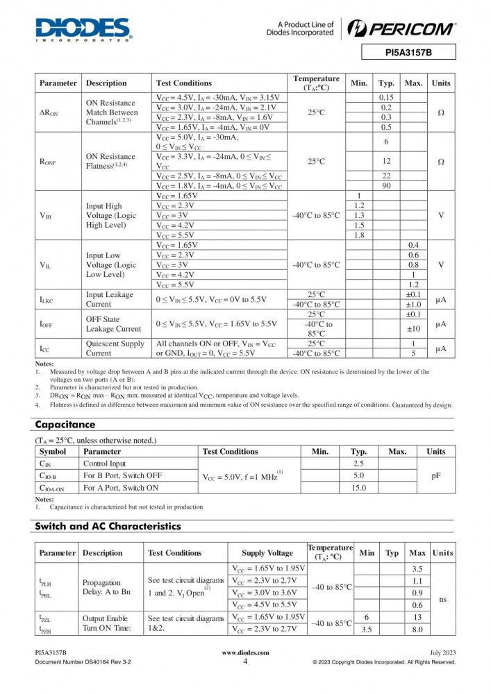 PI5A3157BC6EX datasheet page 4