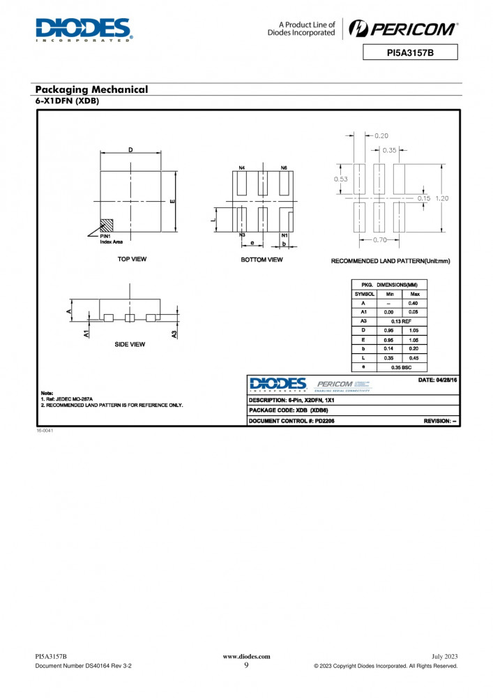 PI5A3157BC6EX datasheet page 9