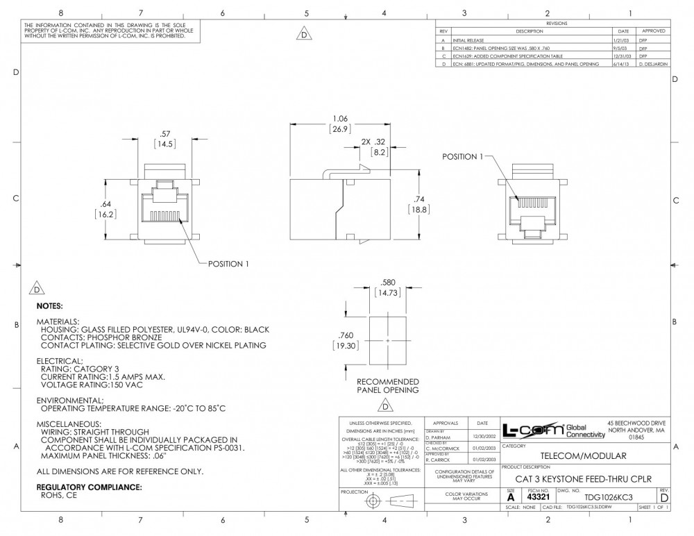 L-com TDG1026KC3 technical drawing