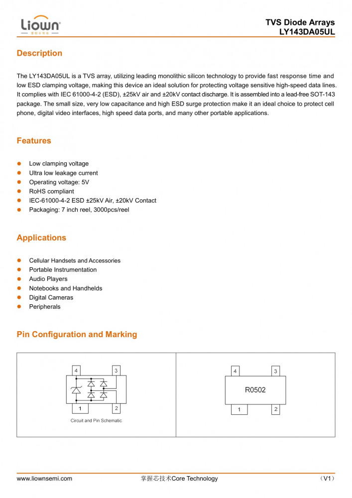 LY143DA05UL datasheet page 1