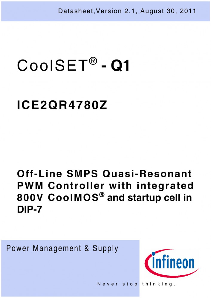 ICE2QR4780Z datasheet page 1