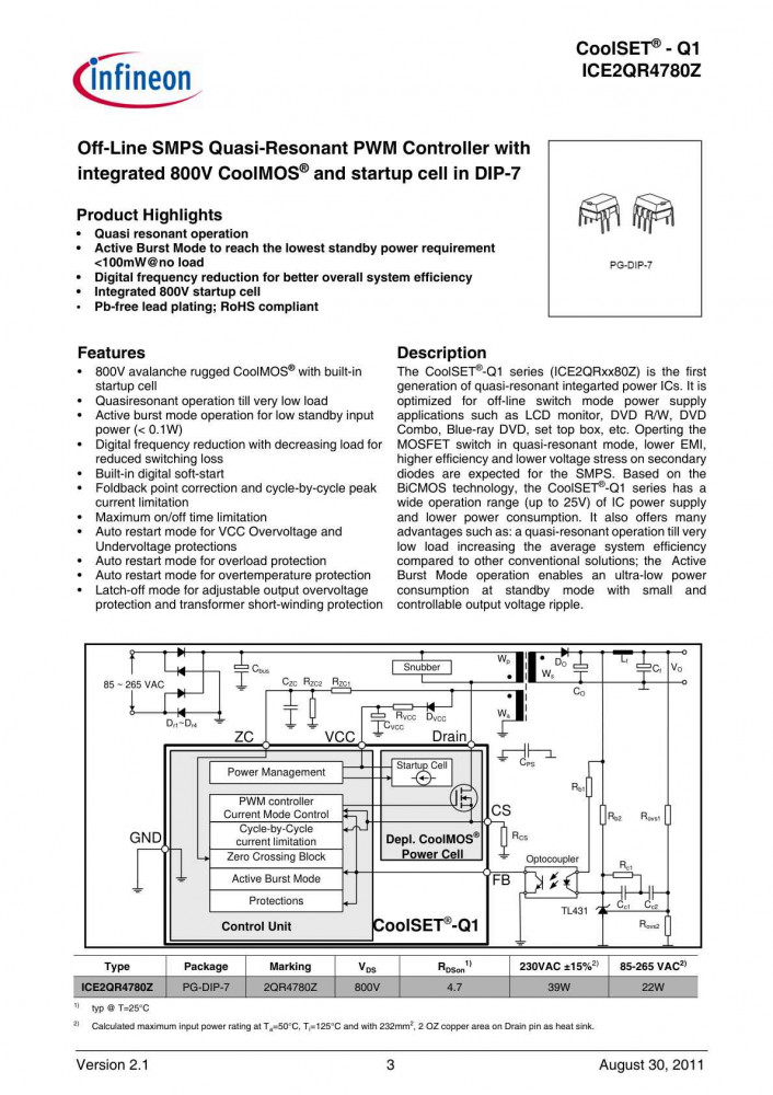 ICE2QR4780Z datasheet page 3