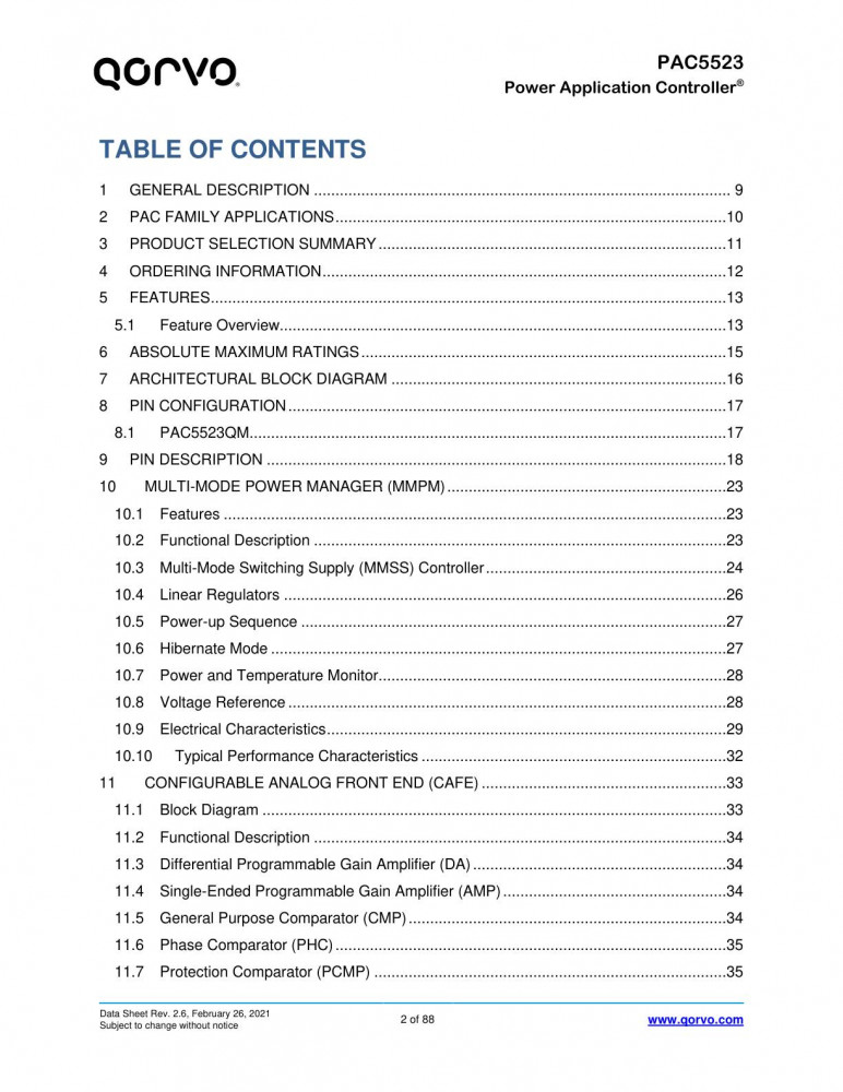 PAC5523A datasheet page 2