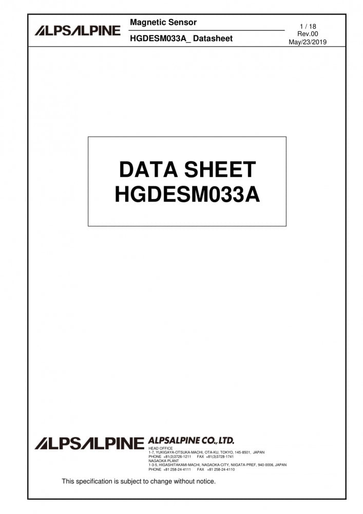HGDESM033A datasheet page 1