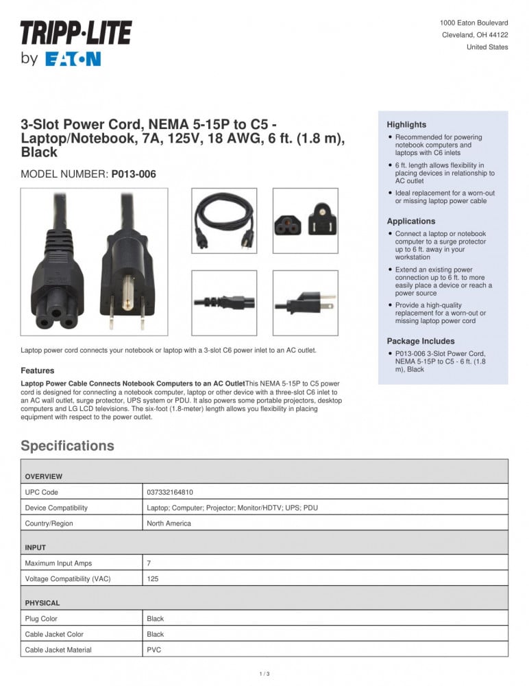 P013-006 technical document page 1