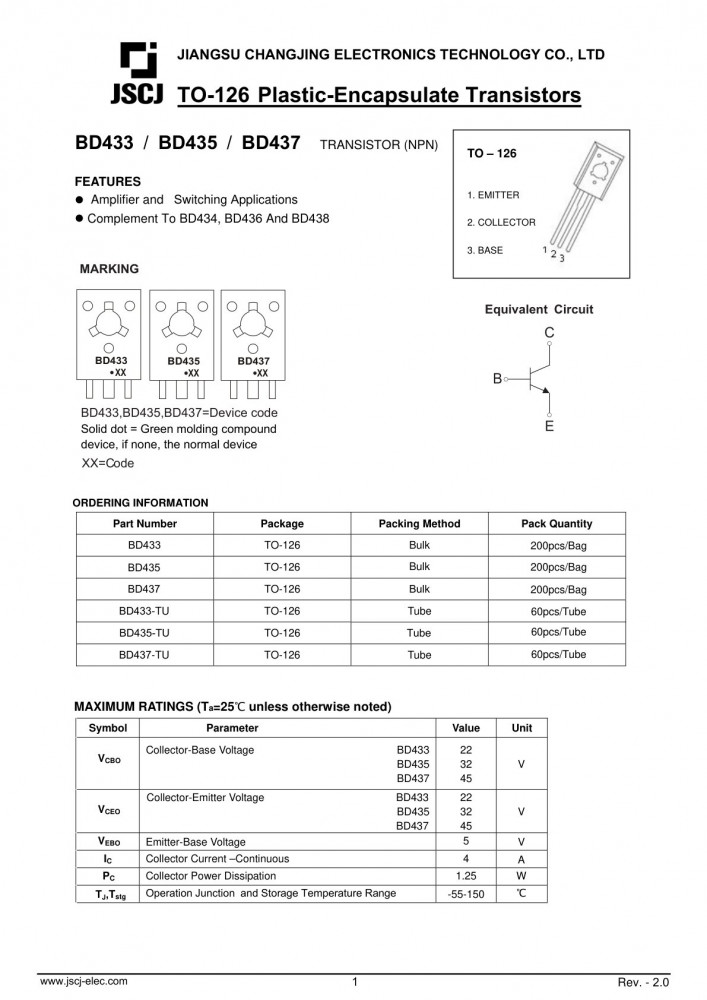 BD435 datasheet page 1