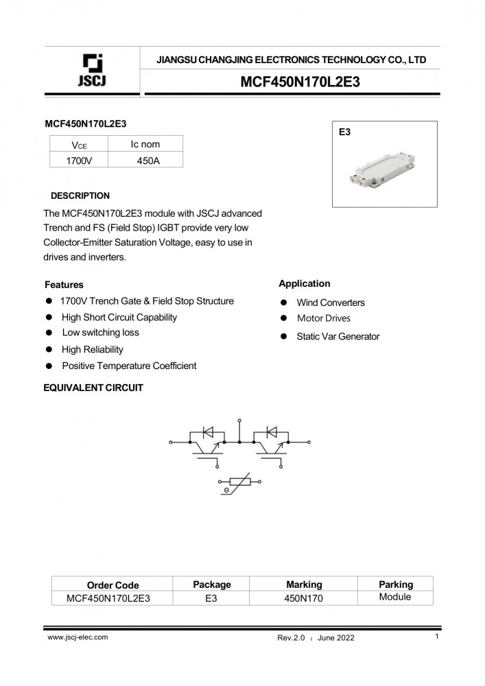 MCF450N170L2E3 datasheet page 1