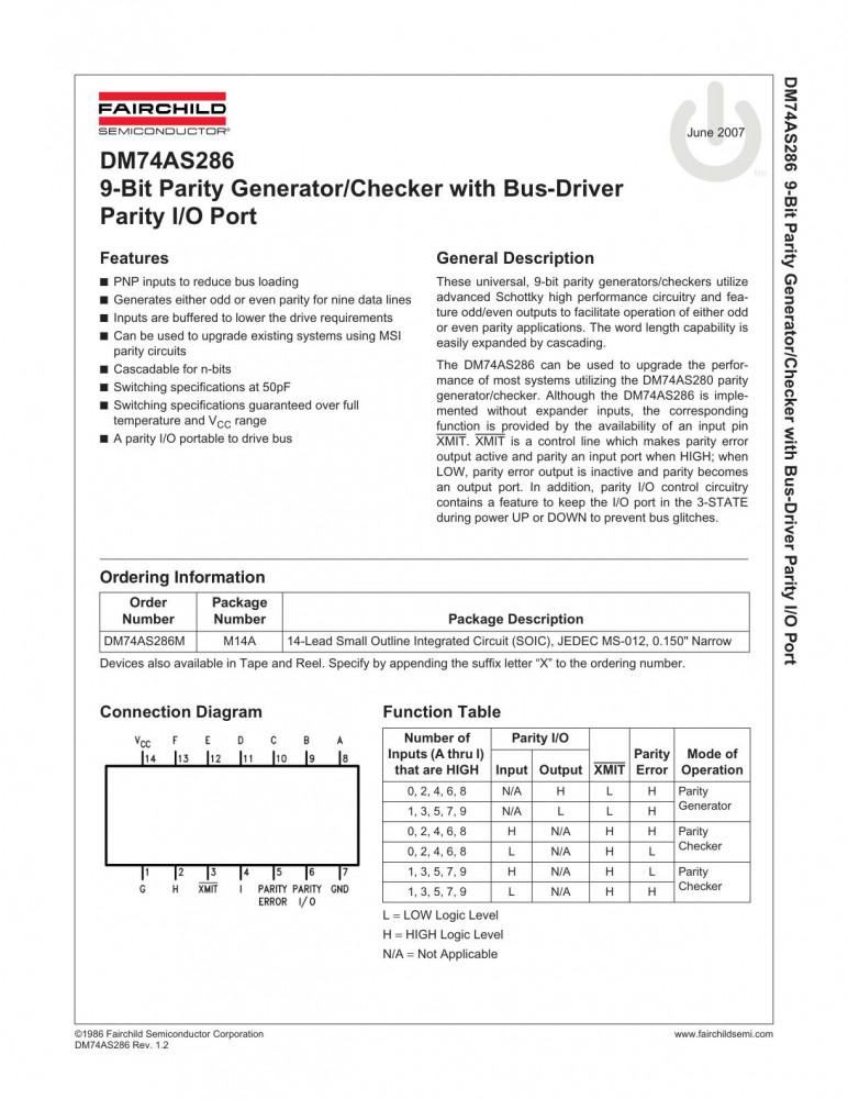 DM74AS286MX datasheet page 1
