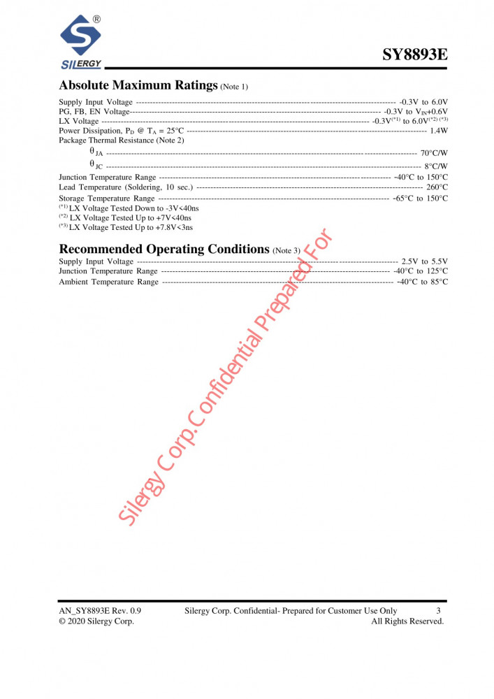 SY8893EARC datasheet page 3