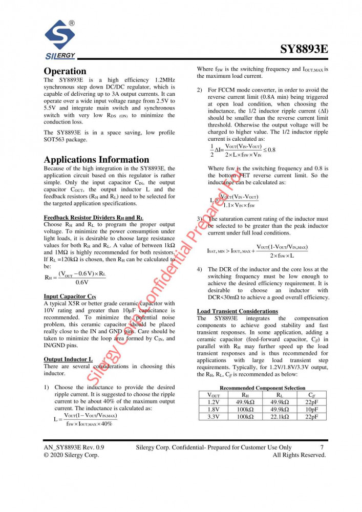 SY8893EARC datasheet page 7