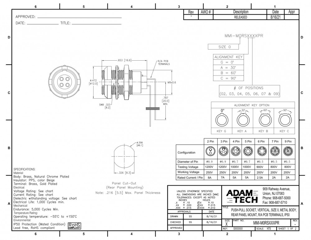ADAM TECH MMI-M0RSXXXPR product drawing page 1