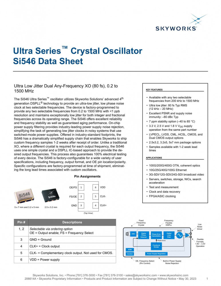 Si546 datasheet page 1