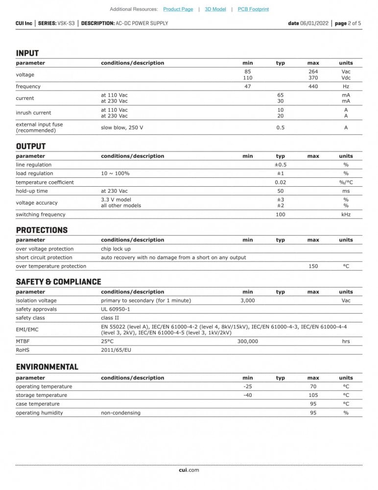 CUI VSK-S3-12U datasheet page 2