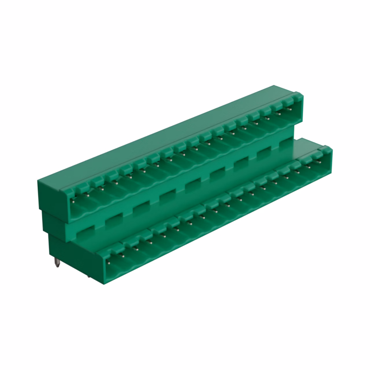 5.00mm Pitch Eurostyle Horizontal Dual Level PCB Header, Closed Ends, Green Housing, 36 Circuits for sale