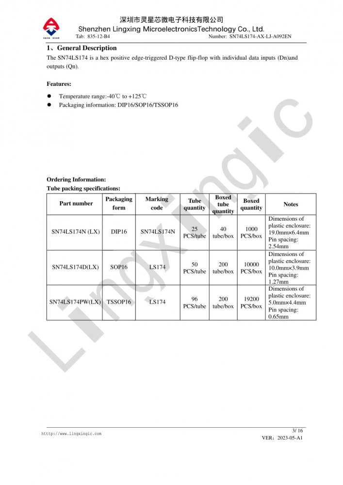 SN74LS174DR(LX) datasheet page 3