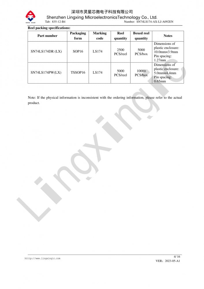 SN74LS174DR(LX) datasheet page 4