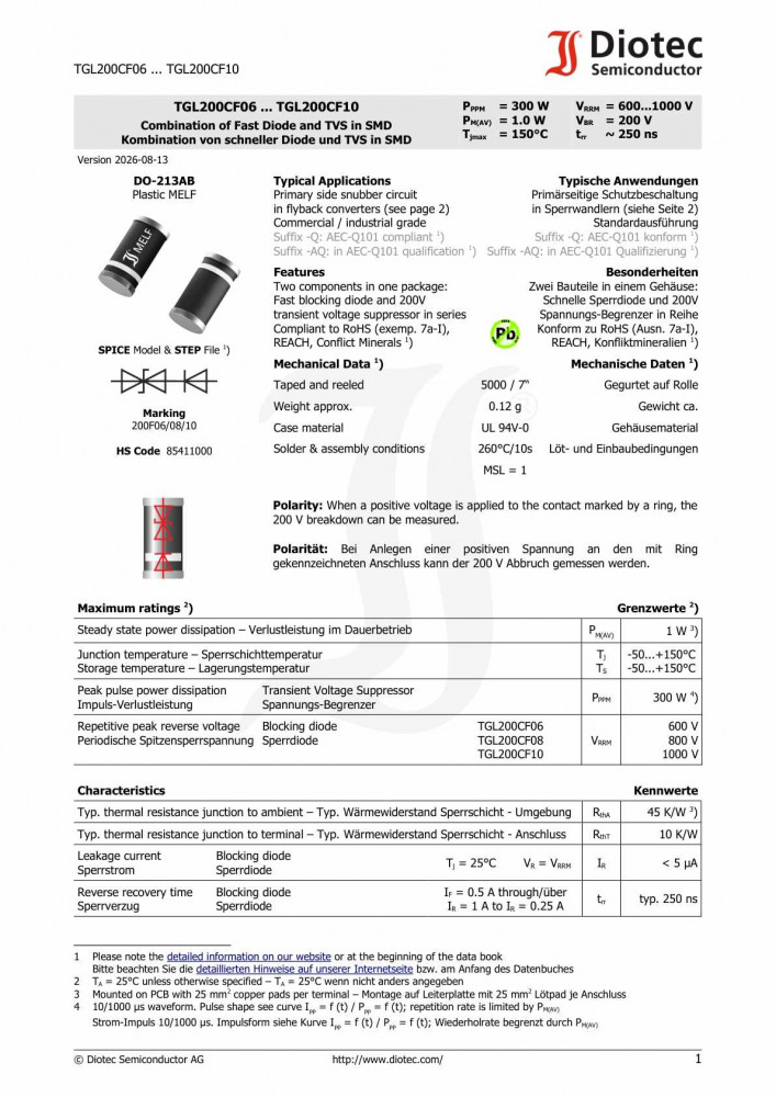 TGL200CF10 technical document page 1