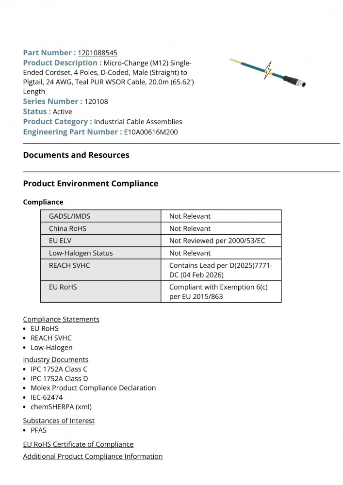 Molex 1201088545 technical visual, page 1