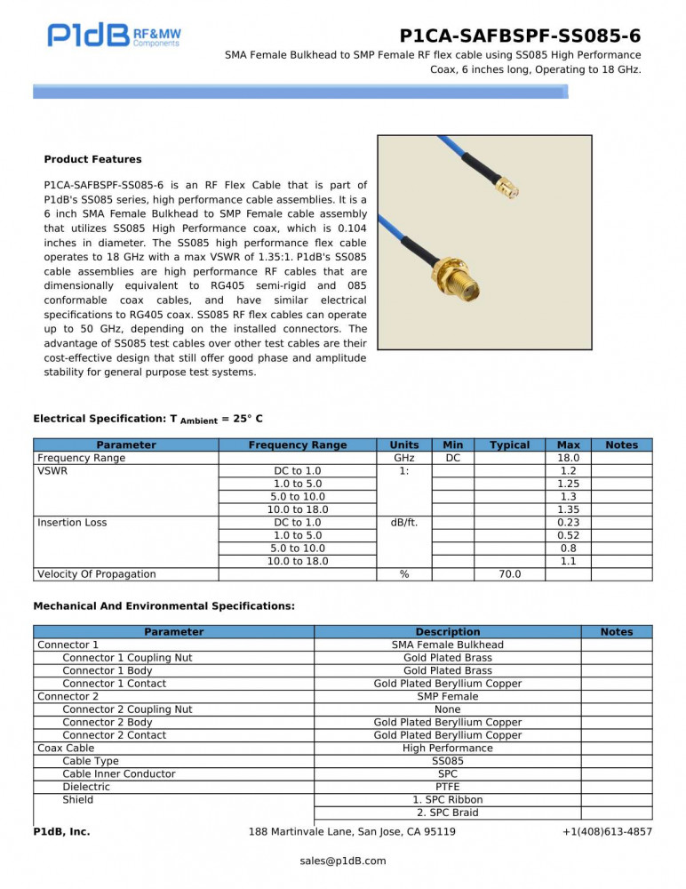 P1CA-SAFBSPF-SS085-6 technical document page 1