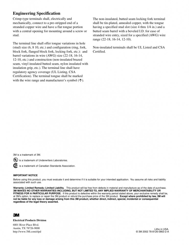 3M Specialty Terminals SS-31-6 installation information