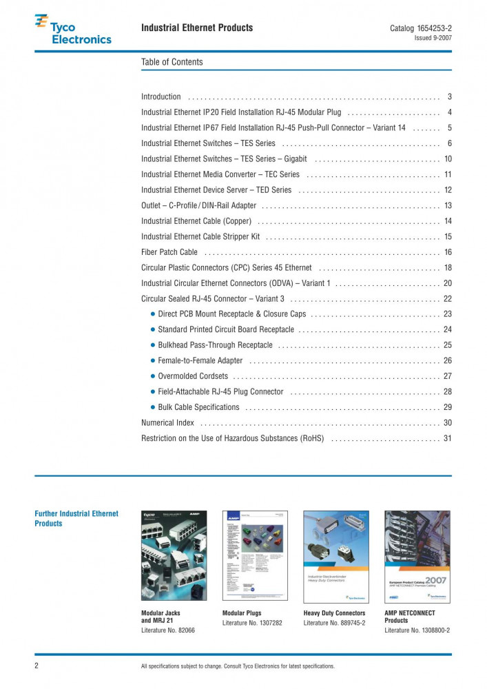 TE Connectivity industrial Ethernet documentation page 4