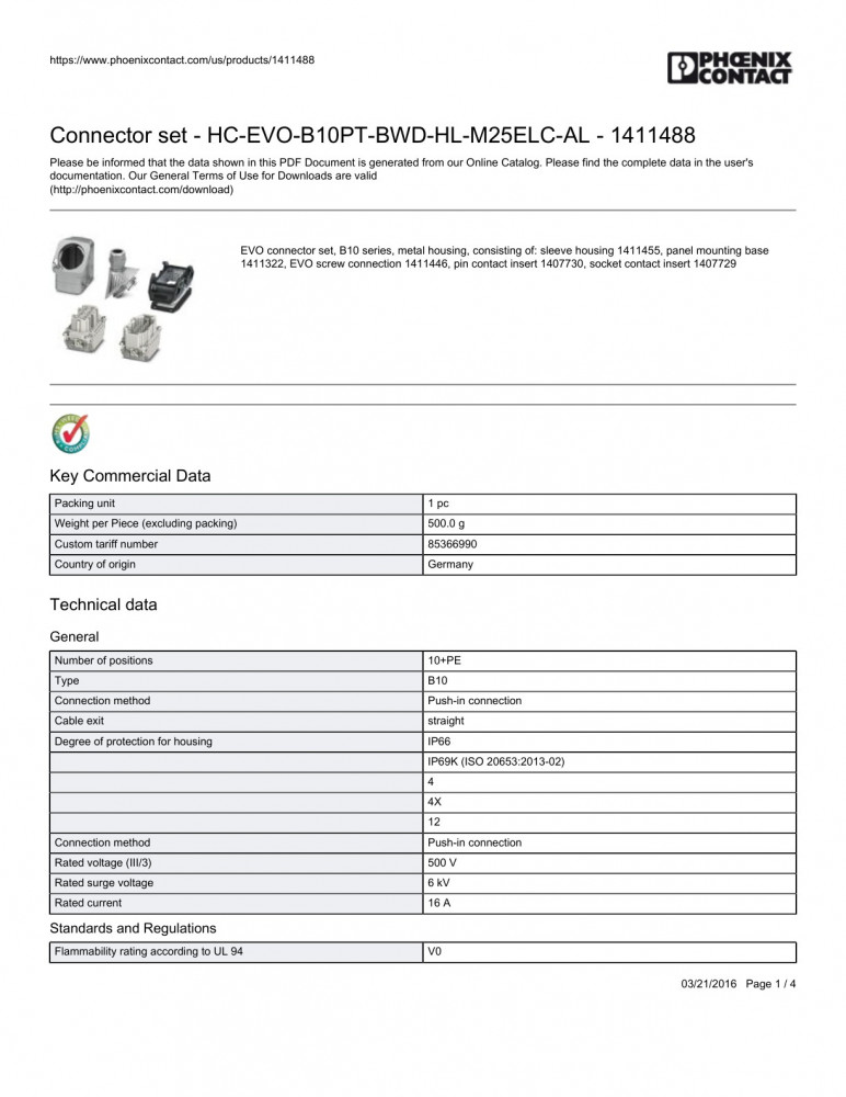 Phoenix Contact 1411488 technical document page 1