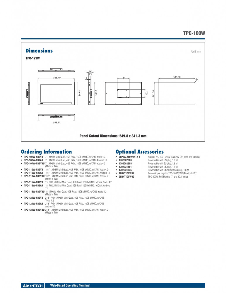 TPC-115W product document page 3