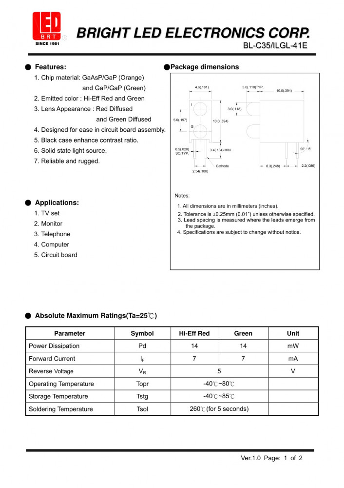 BL-C35-ILGL-41E documentation page 1