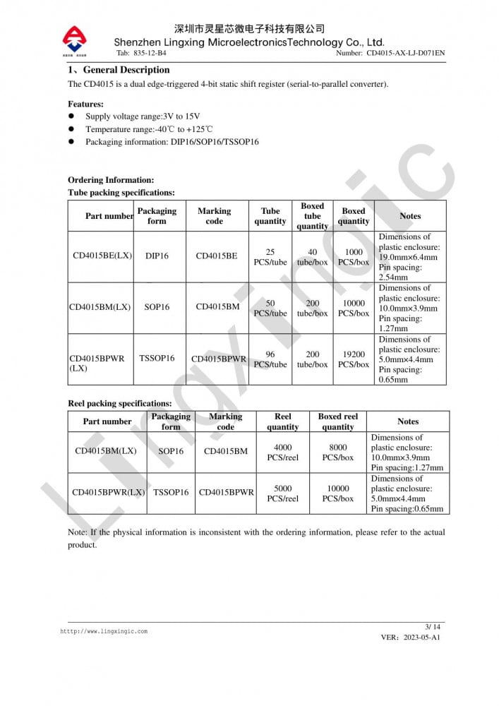 CD4015 datasheet page 3