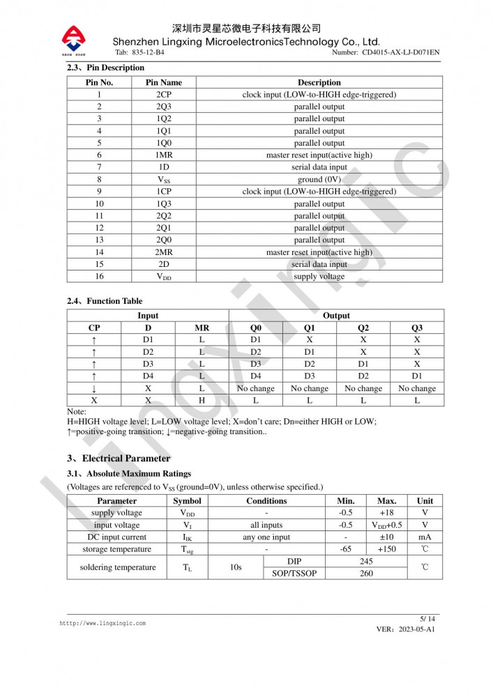 CD4015 datasheet page 5