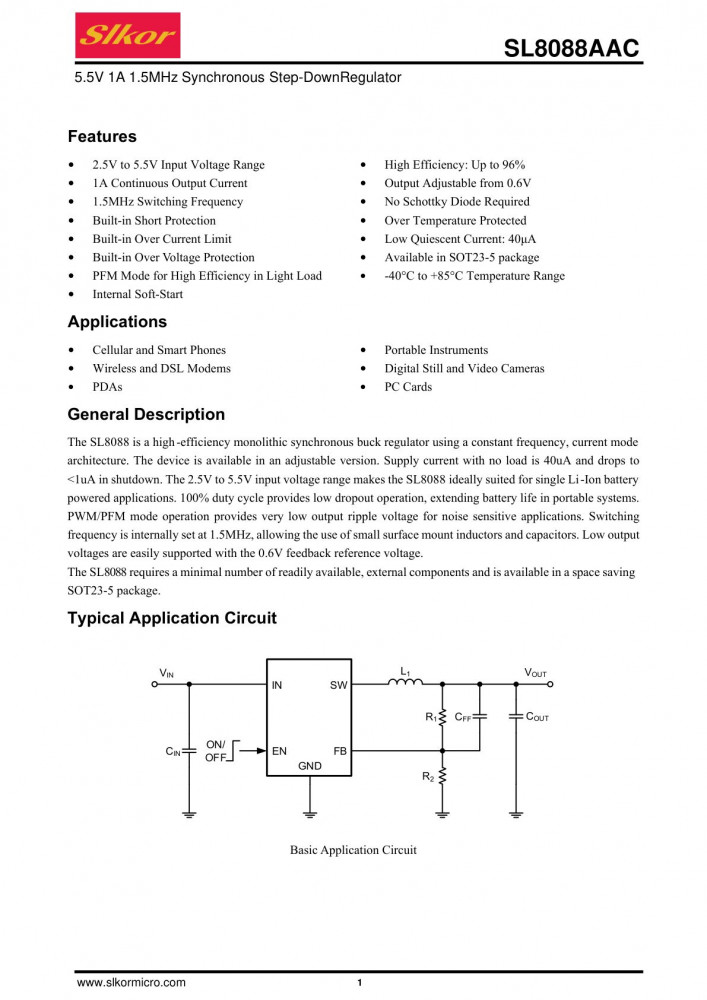 SL8088AAC datasheet page 1