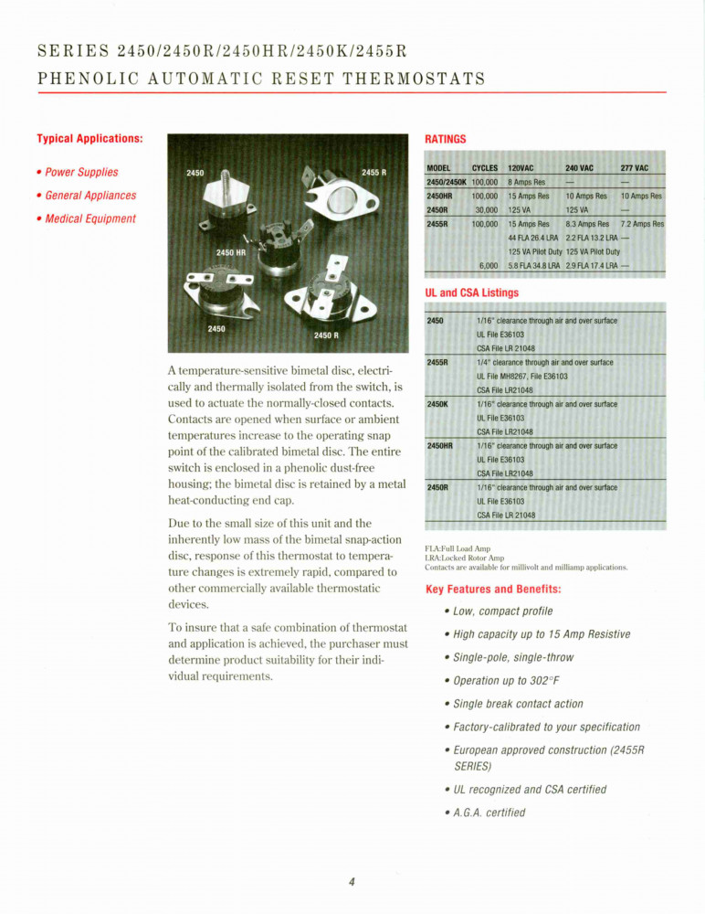 Honeywell Series 2450 and 2455R thermostat technical document