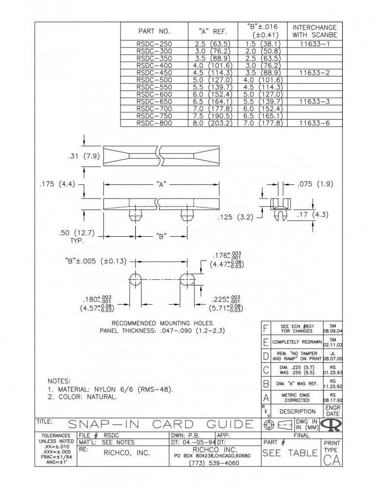 Essentra RSDC series dimensional document preview