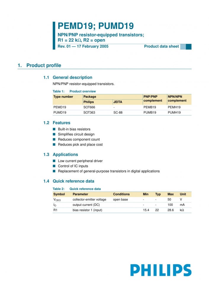 PUMD19 datasheet page 2