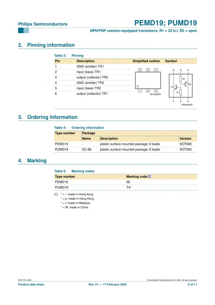 PUMD19 datasheet page 3
