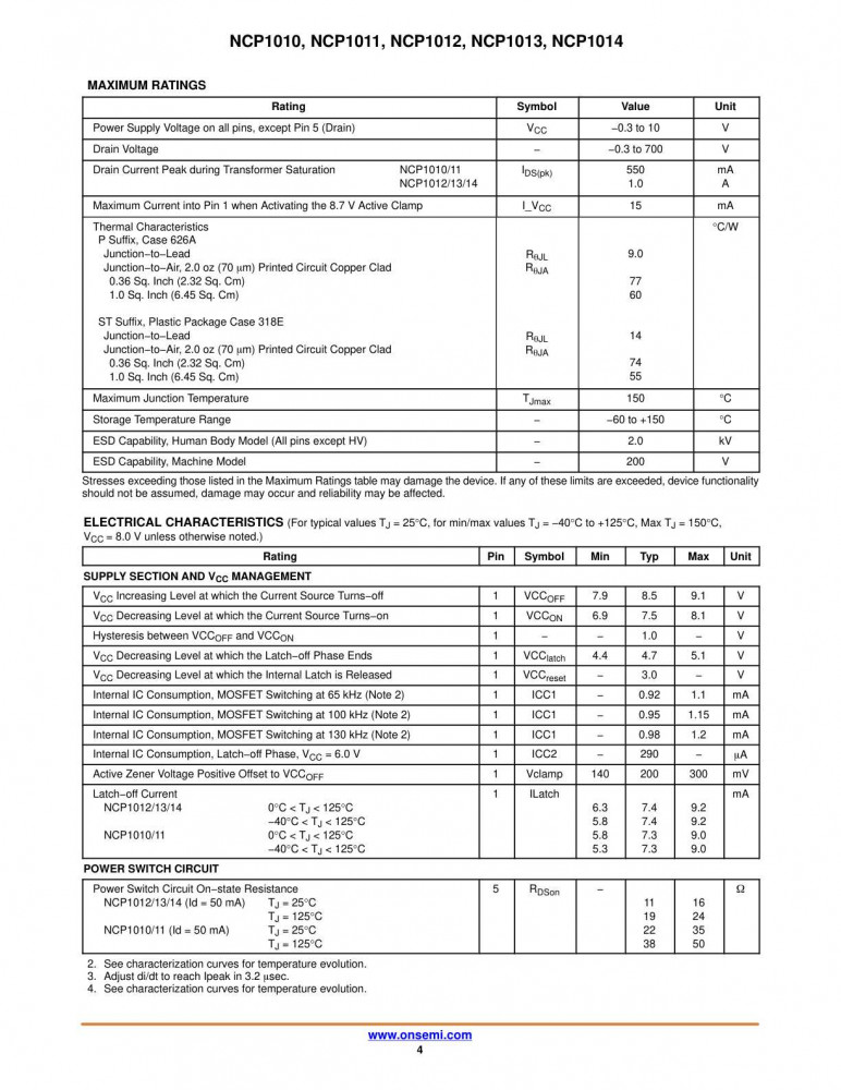 NCP1013LEDGEVB document page 4