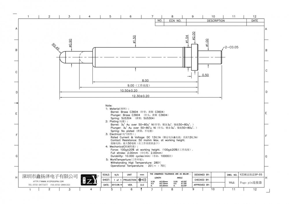 YZ38115123P-05 packaging specification page