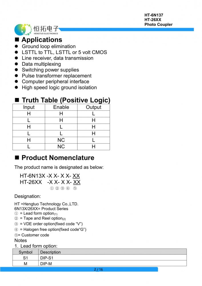 HT-6N137 datasheet page 3