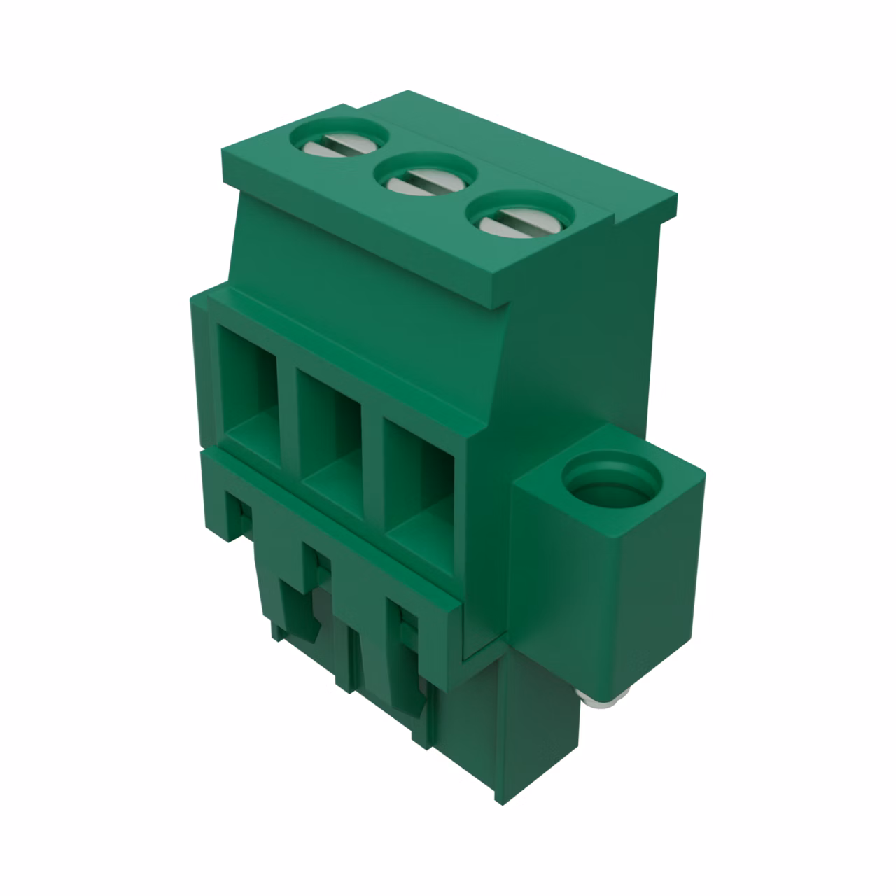5.00mm Pitch Eurostyle Vertical Plug, with Retention Screws and Reverse Imprinting, Front Wire Entry, Green Housing, 3 Circuits for sale