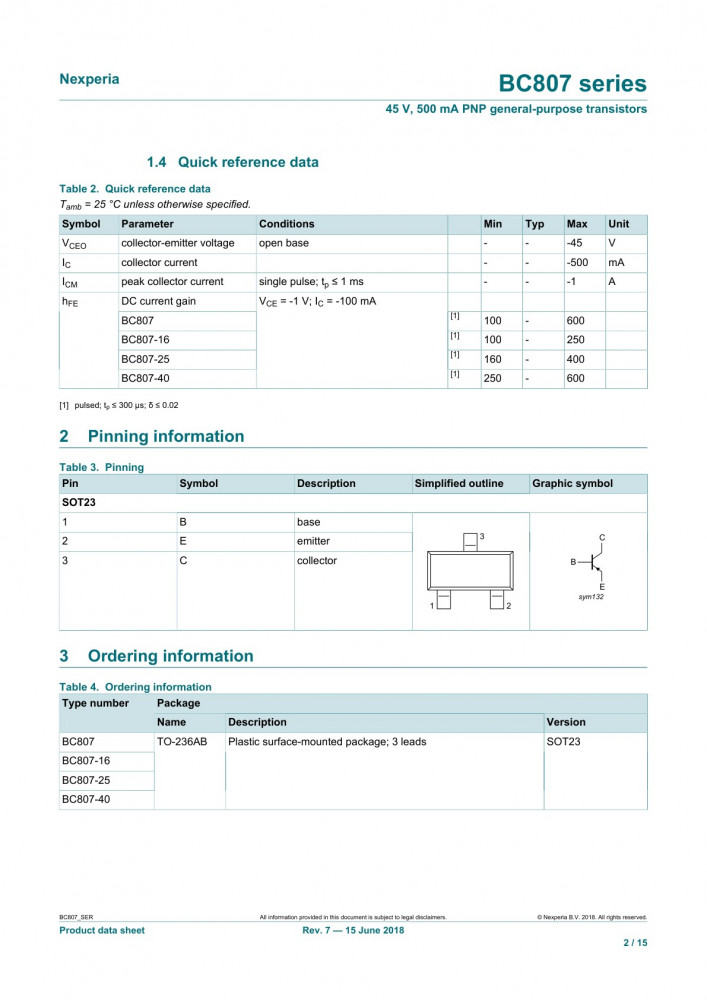 BC807-25 datasheet page 2