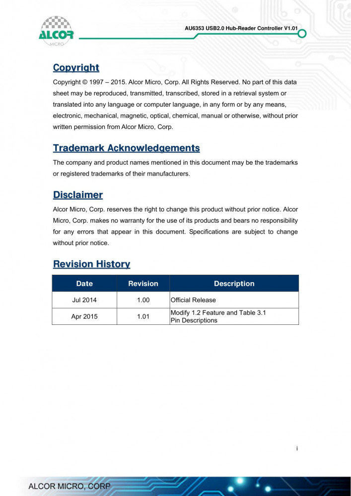 AU6353 datasheet page 3