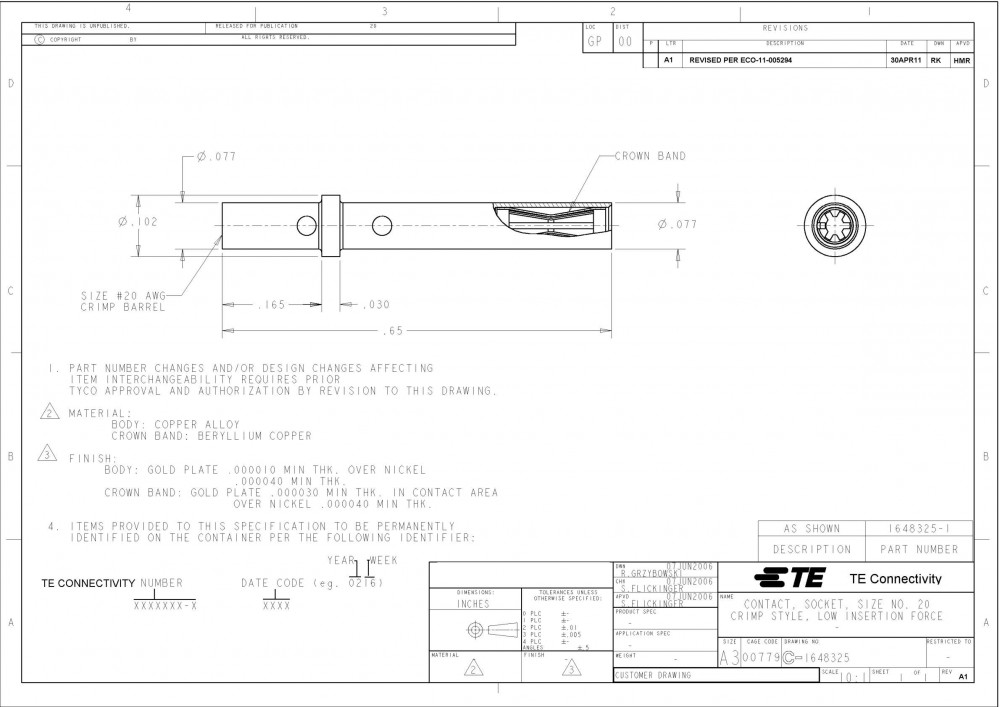 TE Connectivity 1648325-1 technical drawing page