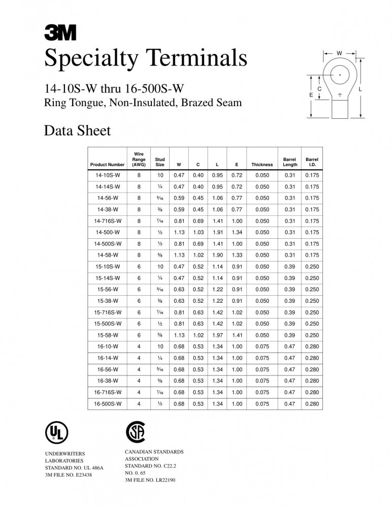 3M 15-38-W specialty terminals datasheet page 1