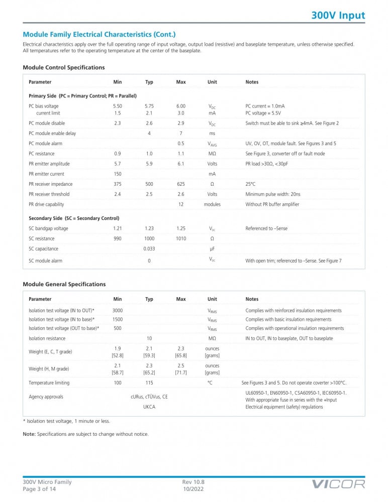 VICOR converter document preview, page 3