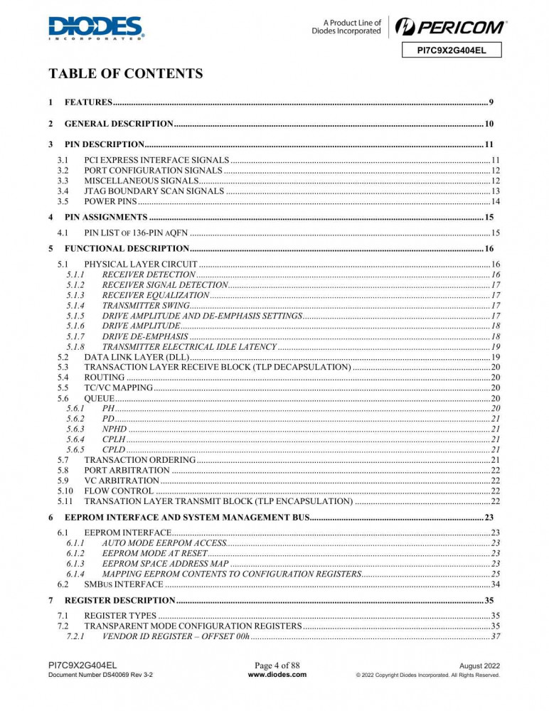 PI7C9X2G404EL datasheet page 4