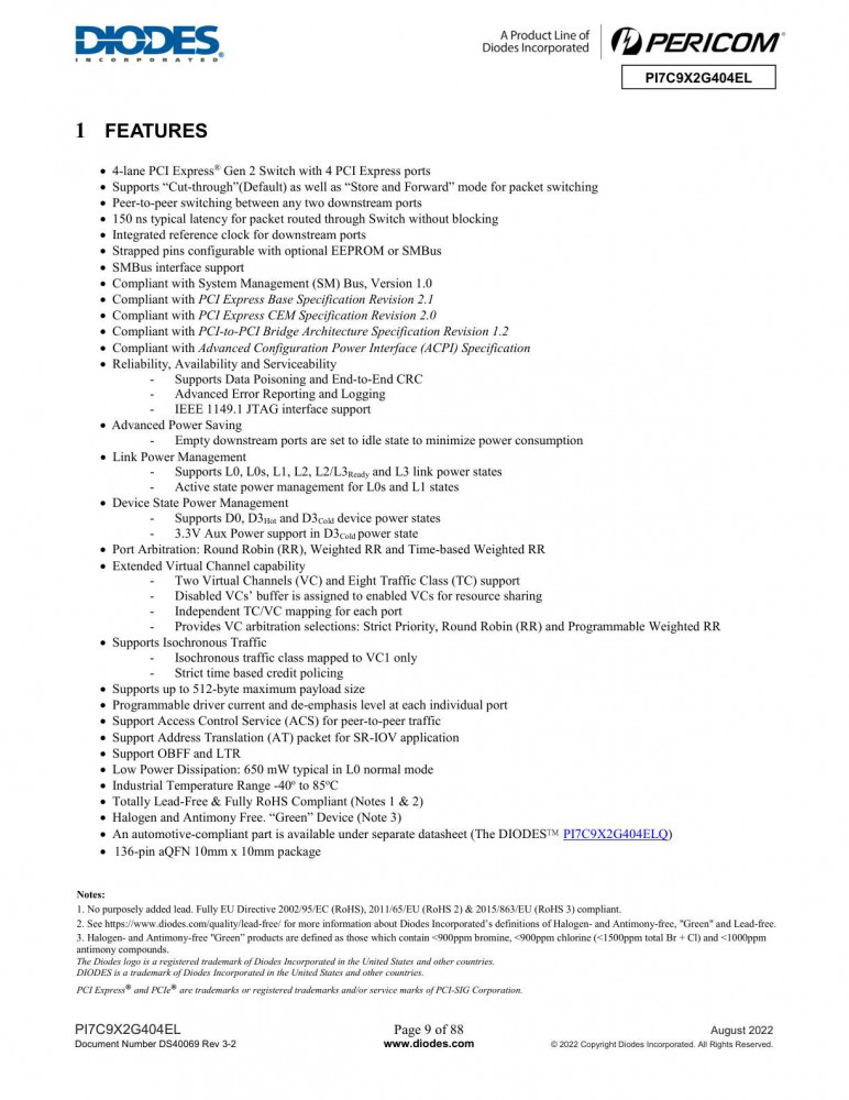 PI7C9X2G404EL datasheet page 9