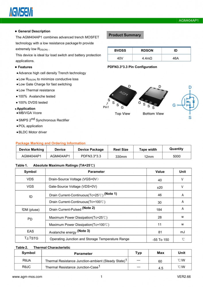 AGM404AP1 datasheet page 1